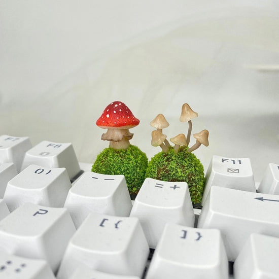 Mushrooms on moss Artisan keycap Handmade Mushrooms Keycaps Set ...