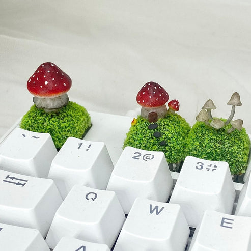 Mushrooms on moss Artisan keycap Handmade Mushrooms Keycaps Set ...